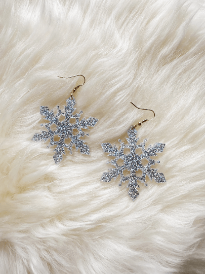 Glitter oversize dangle | colourful acetate laser cut | acrylic snowfl ...